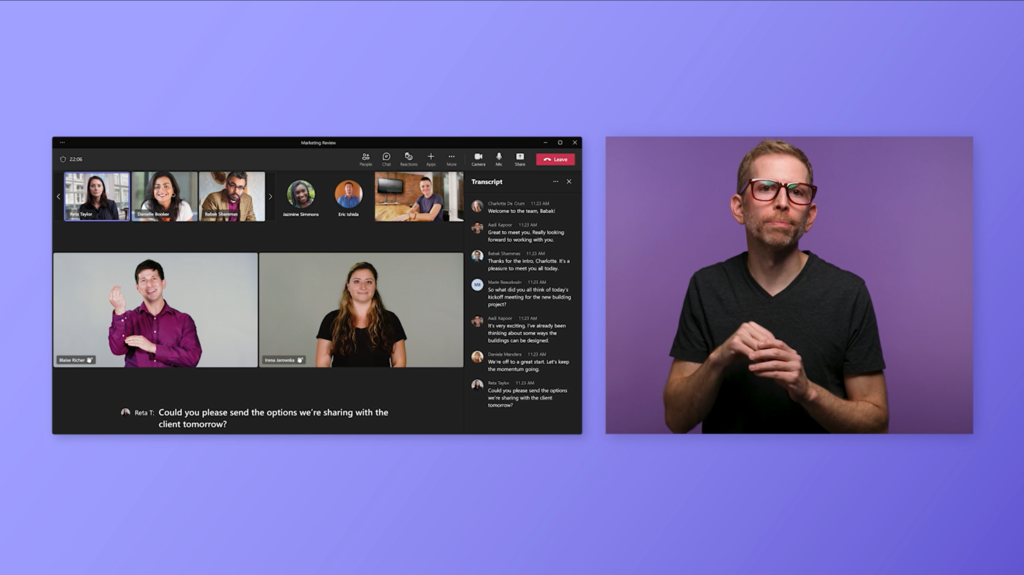 The sign language view in Teams > JD. Blog